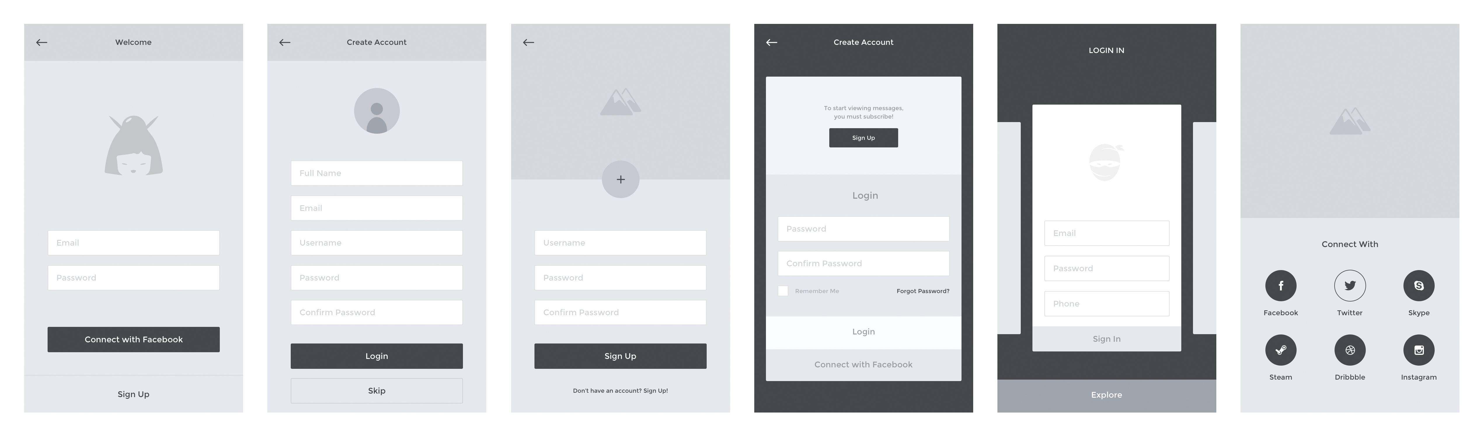 Codama iOS Wireframe UI Kit by Qo7 | ThemeForest